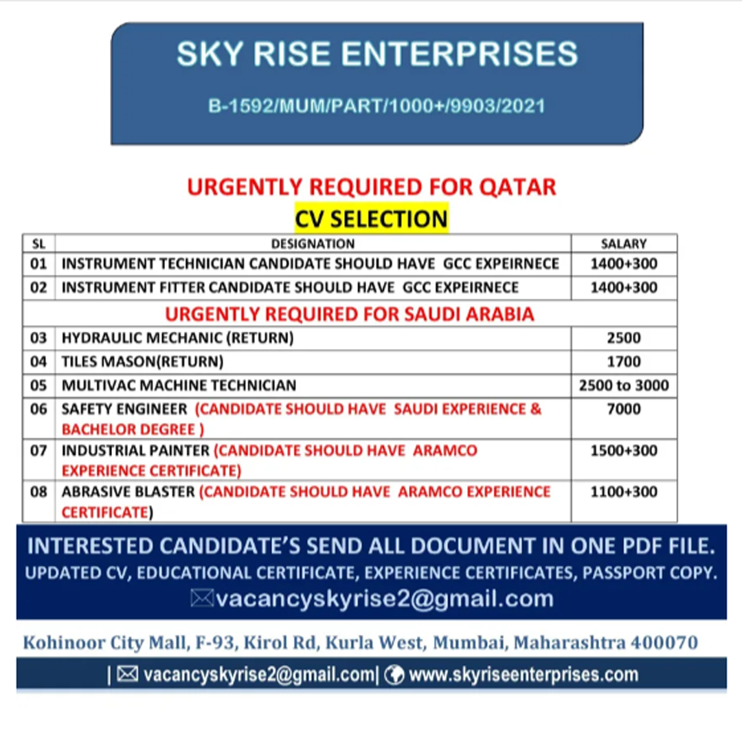 Safety Officers Jobs | NEBOSH vacancy, Job Openings in India